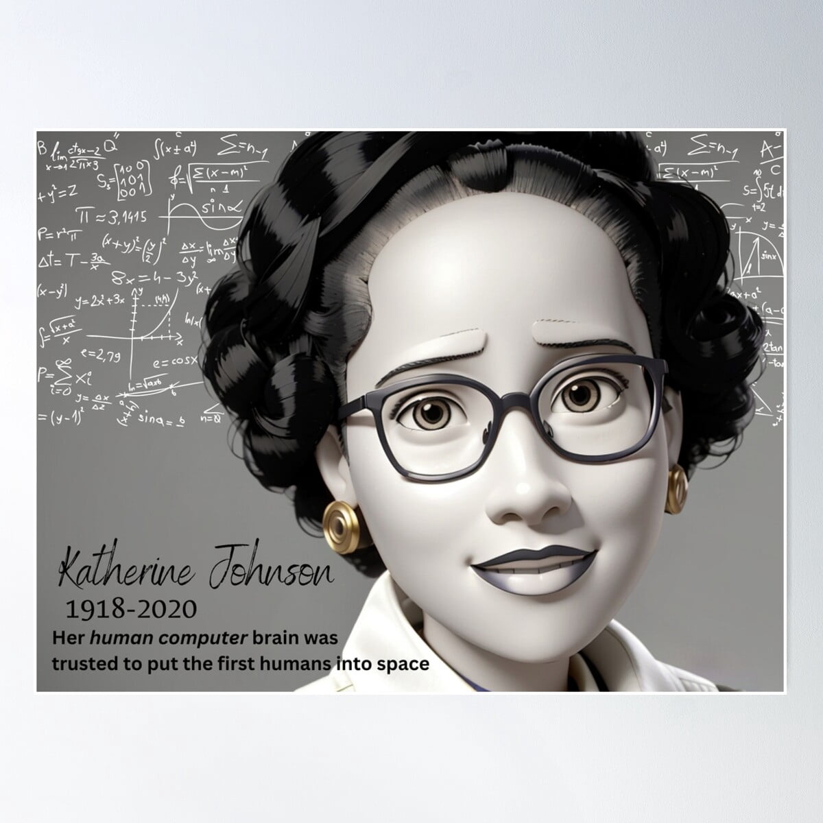 Katherine Johnson - Mathematician Poster Wall Art, Modern Wall Decor ...