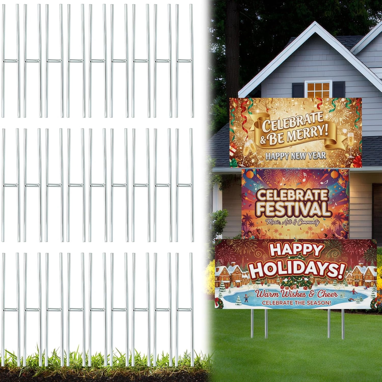 Kathfly 50 Pcs H Rider Pins for Stacking Corrugated Signs H Frame ...