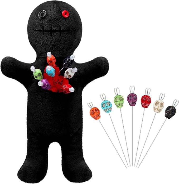 Kathfly 8 Pcs Voodoo Doll Set Include Horror Doll, 7 Pcs Skull Pins ...