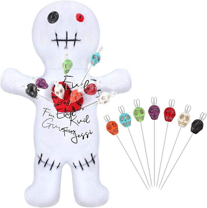 Kathfly 8 Pcs Voodoo Doll Set Include Horror Doll, 7 Pcs Skull Pins ...