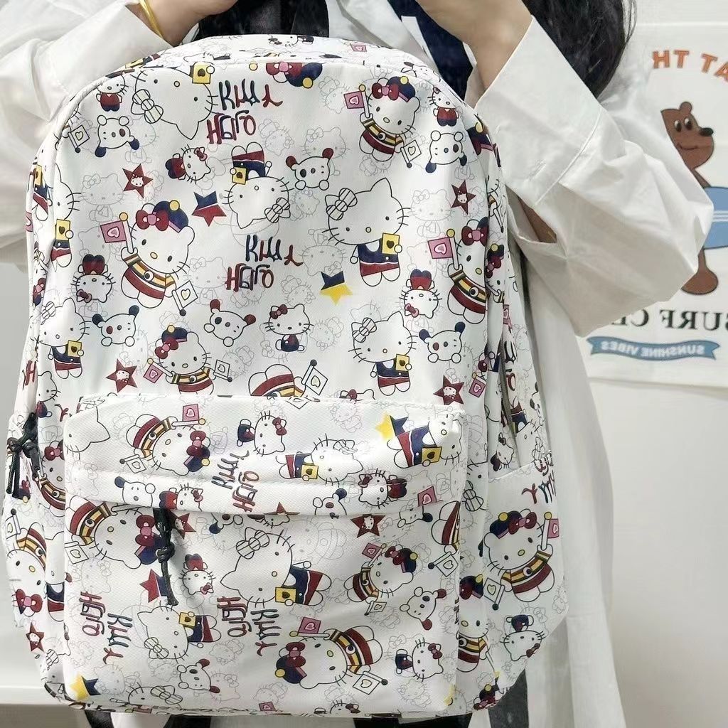 Kathleen cartoon fashion cute plush kt cat backpack ultra light school ...