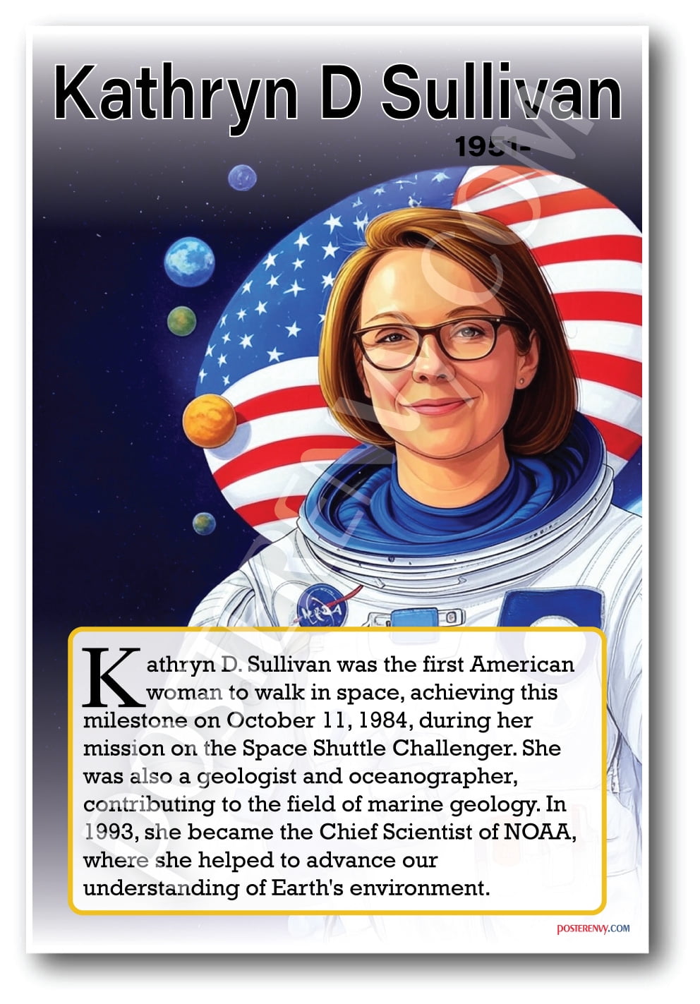 Kathryn D Sullivan - Astronaut & Scientist - Biography Poster 18 x 12 ...