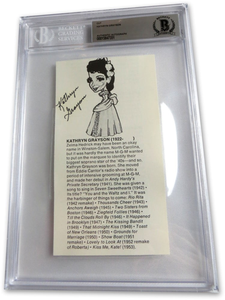Kathryn Grayson Signed Autographed Cut Signature MGM Hollywood Actress ...