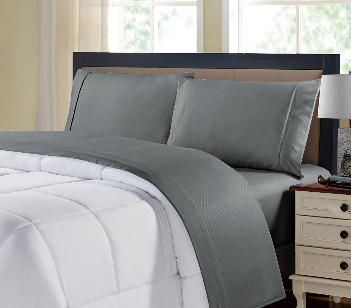 Kathy Ireland Chevron Embossed Microfiber 4 Piece Sheet Set - 6 Colors ...