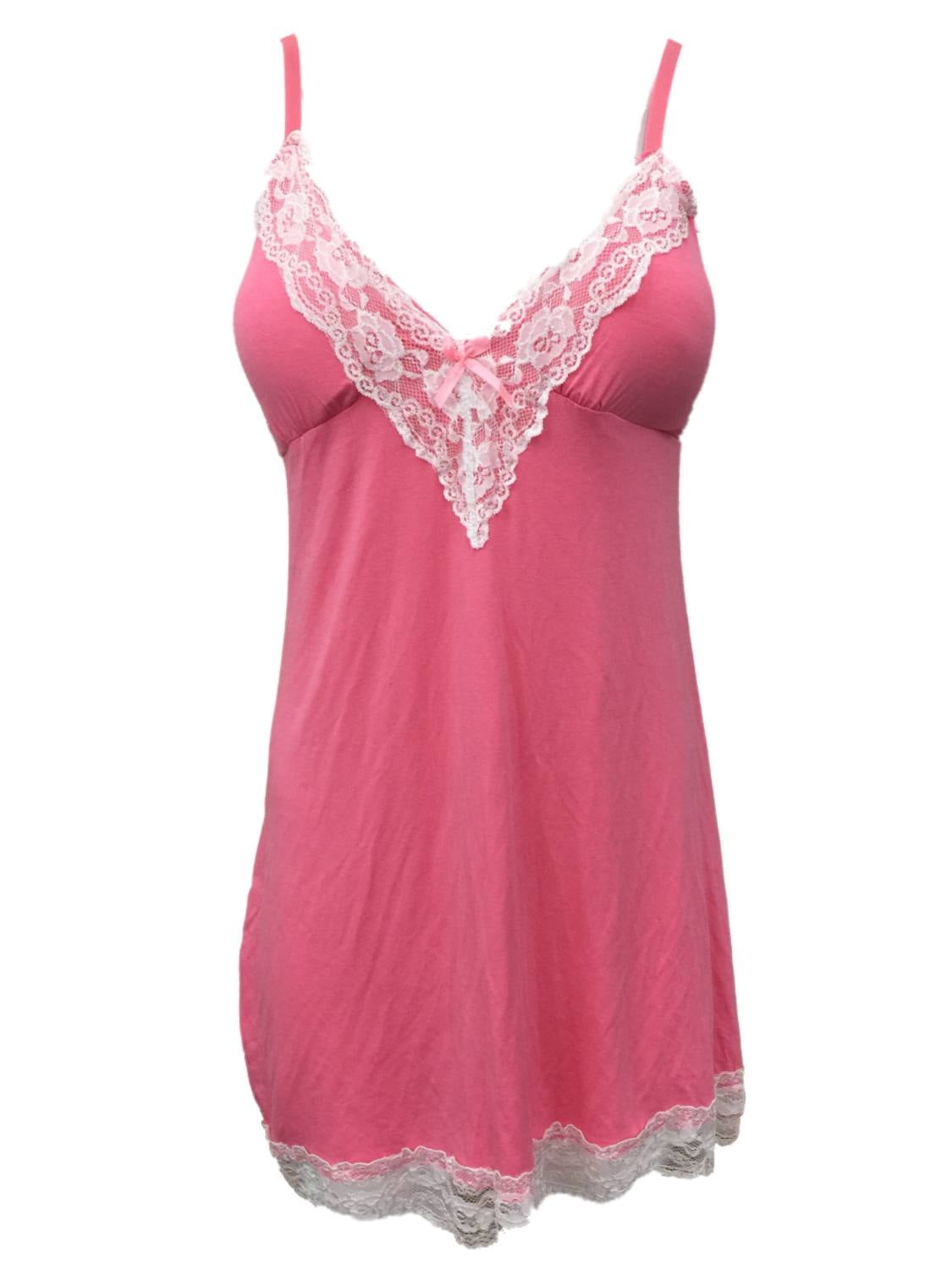 Kathy Ireland Womens Pink Lacy Chemise Knit Nightie Nightgown Gown L ...