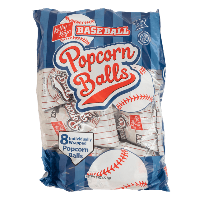 Kathy Kaye Baseball Popcorn Balls, 8 Ct (1 Oz.) - Walmart.com