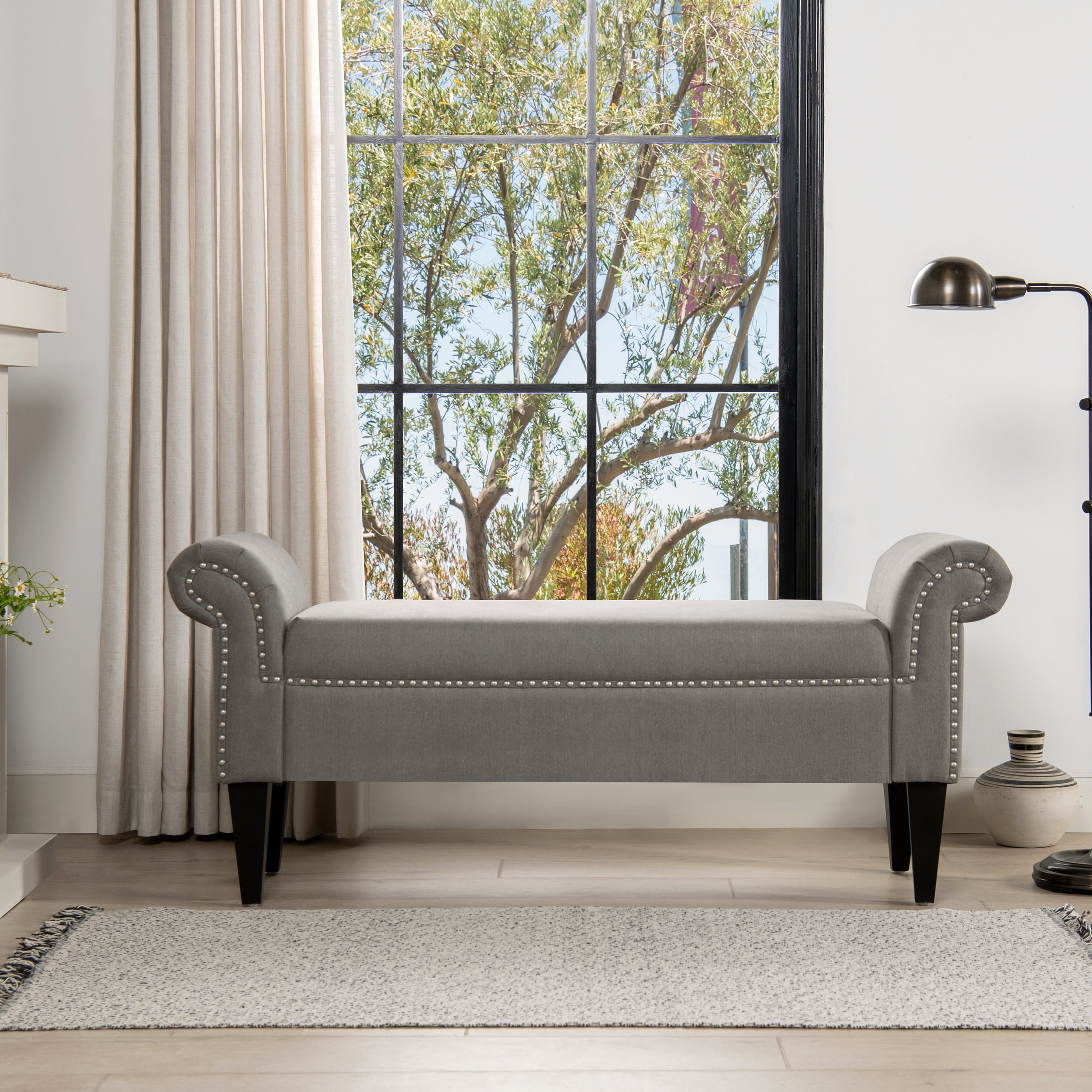 Jennifer Taylor Home Kathy Roll Arm Entryway Accent Bench Uptown Gray ...