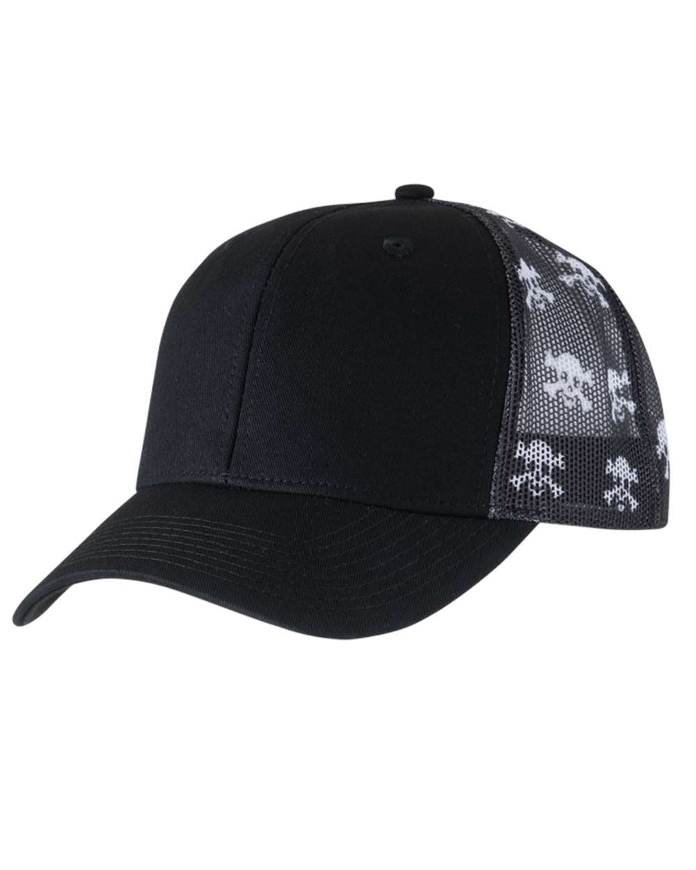 Kati Printed Mesh Trucker Cap, Black & Skull - Adjustable Size ...