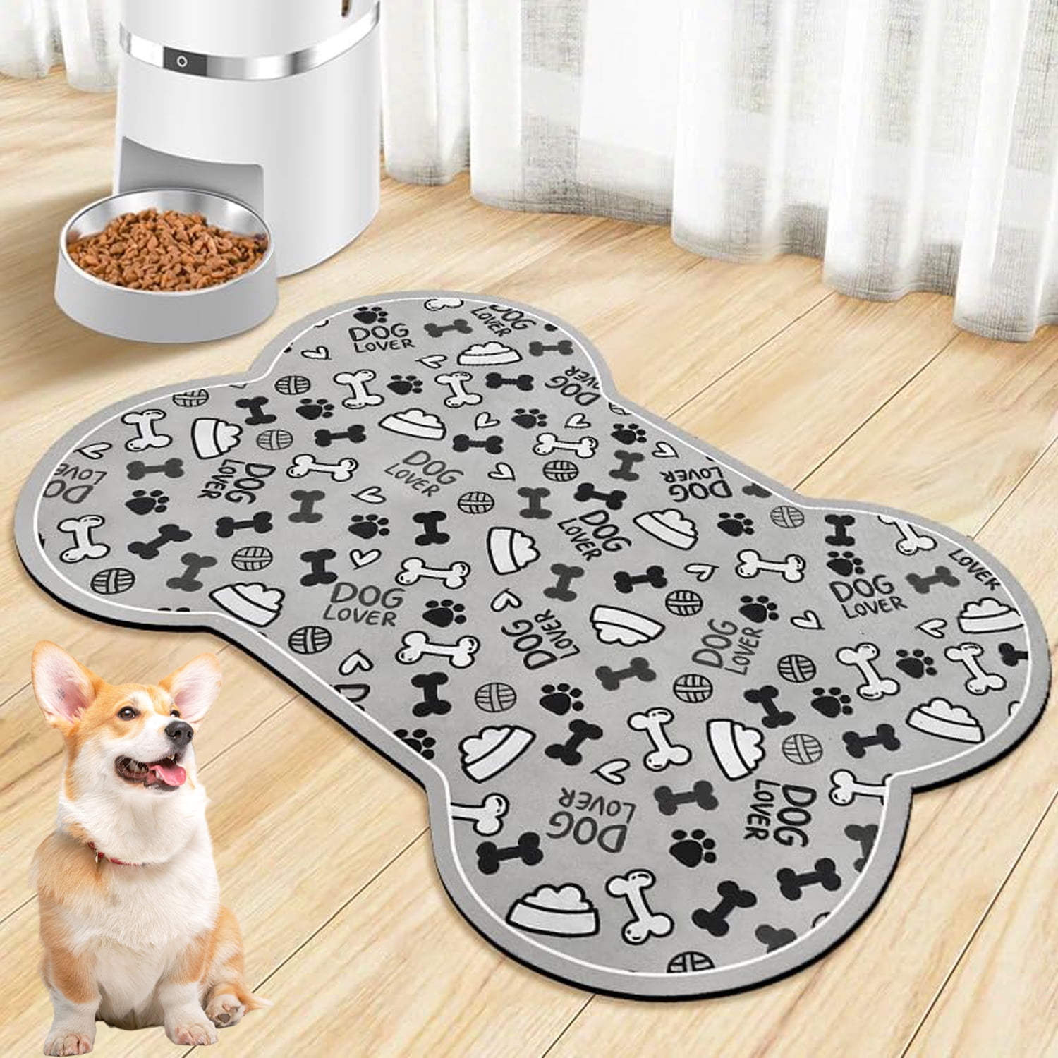 Katieovy Dog Food Mats for Floors Waterproof,Absorbent Dog Mat for Food ...