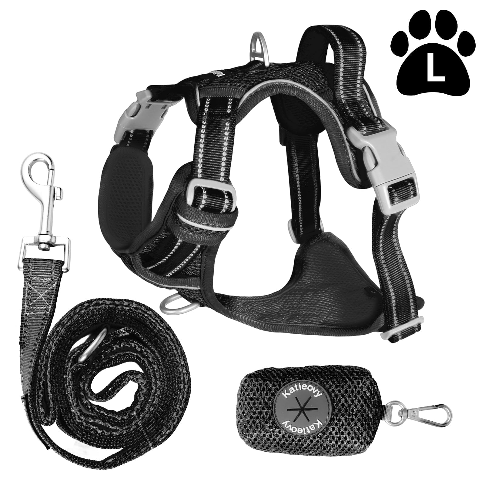 Katieovy Dog Harness and Dog Leash Set,Reflective No Pull Dog Harness ...