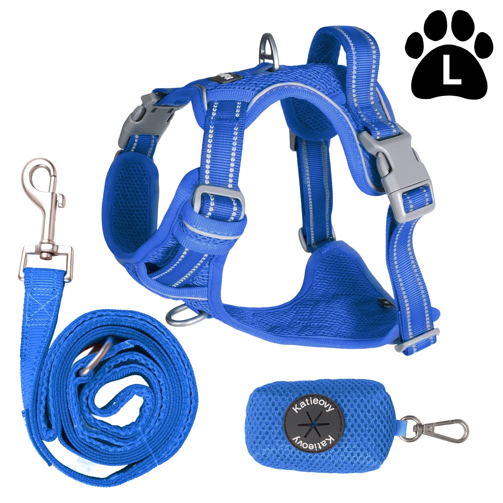 Katieovy Dog Harness and Dog Leash Set,Reflective No Pull Dog Harness ...
