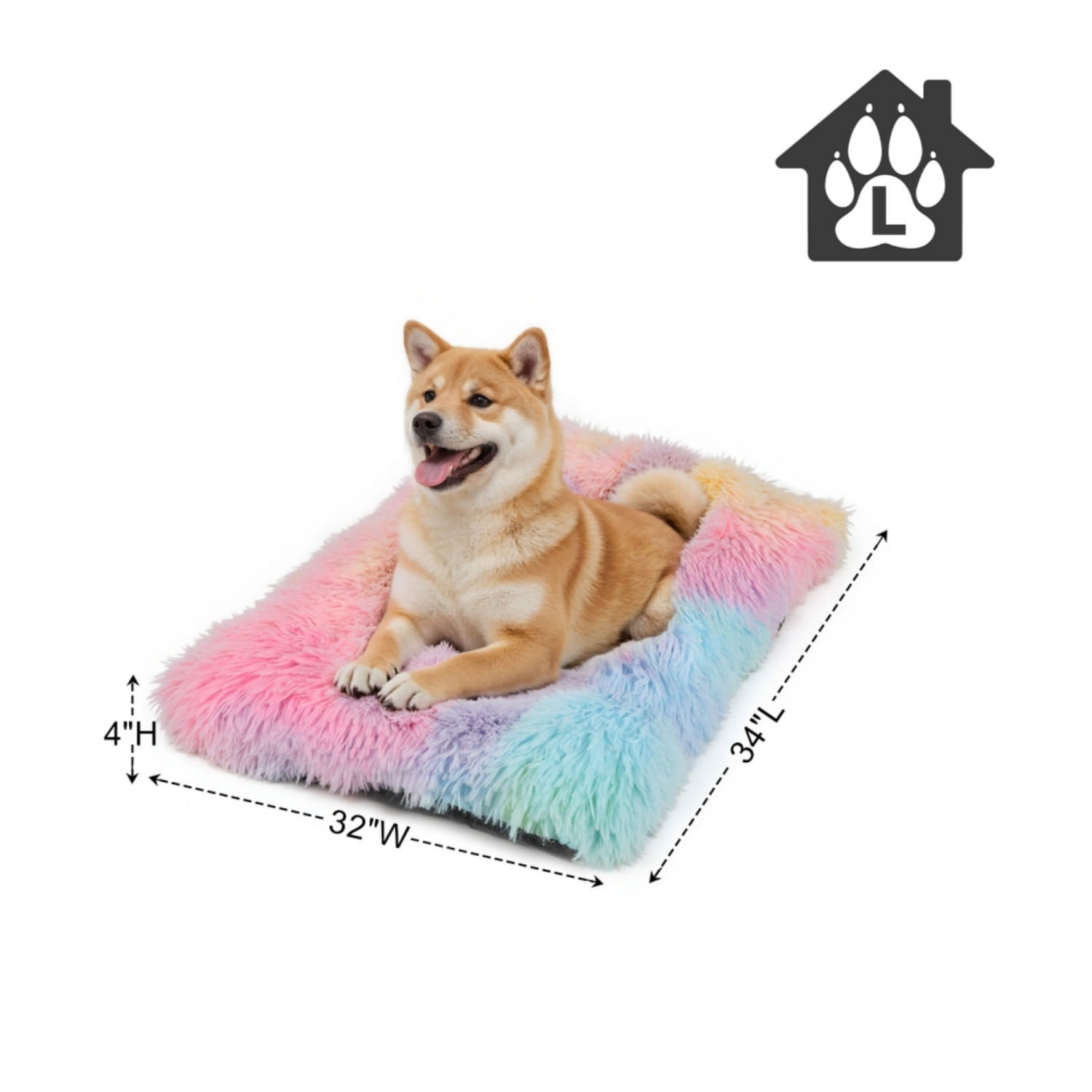 Katieovy Large Dog Bed, 34 x 22 inch Fluffy Plush Dog Cage Bed ...