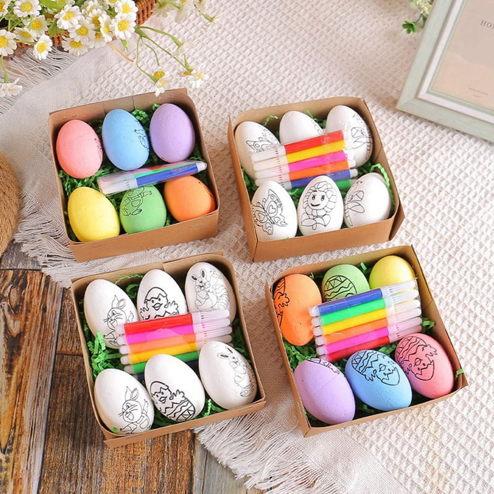 Katigan 6 Pcs Easter DIY Hand-Painted Eggs 2024 Cartoon Eggs Children's ...