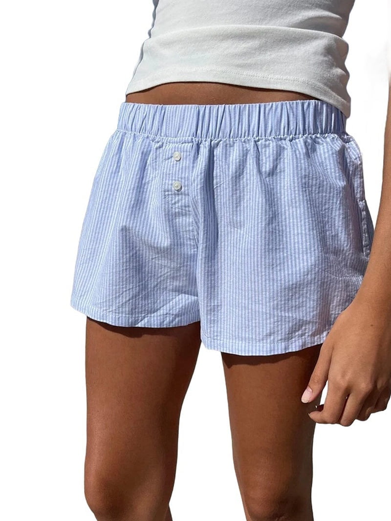 Boxer Shorts for Women Gingham Pajama 2025 Summer Casual Lounge Sleep ...