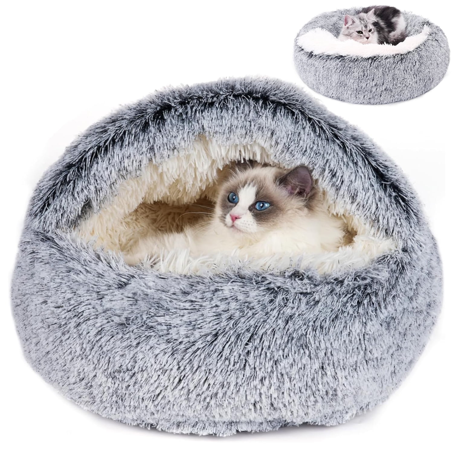 Katinyos Cat Bed & Dog Bed with Cover Cave, Machine Washable Cozy Cat ...