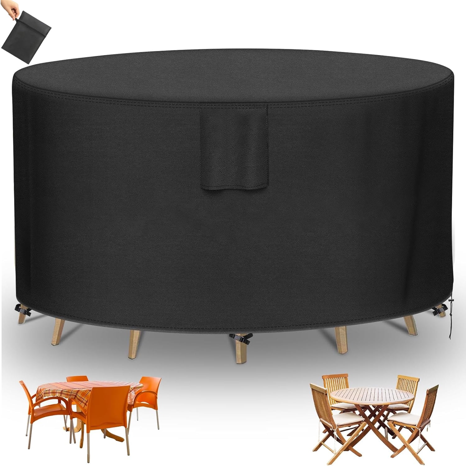 Katinyos Round Patio Furniture Covers, Heavy Duty Oxford Fabric Garden ...