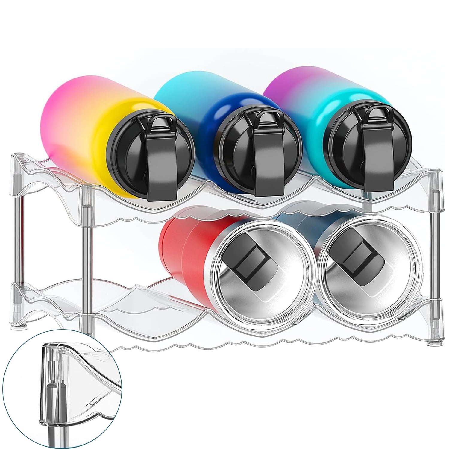 Katinyos Water Bottle Organizer for Cabinet, 2 Tier Stackable Water ...