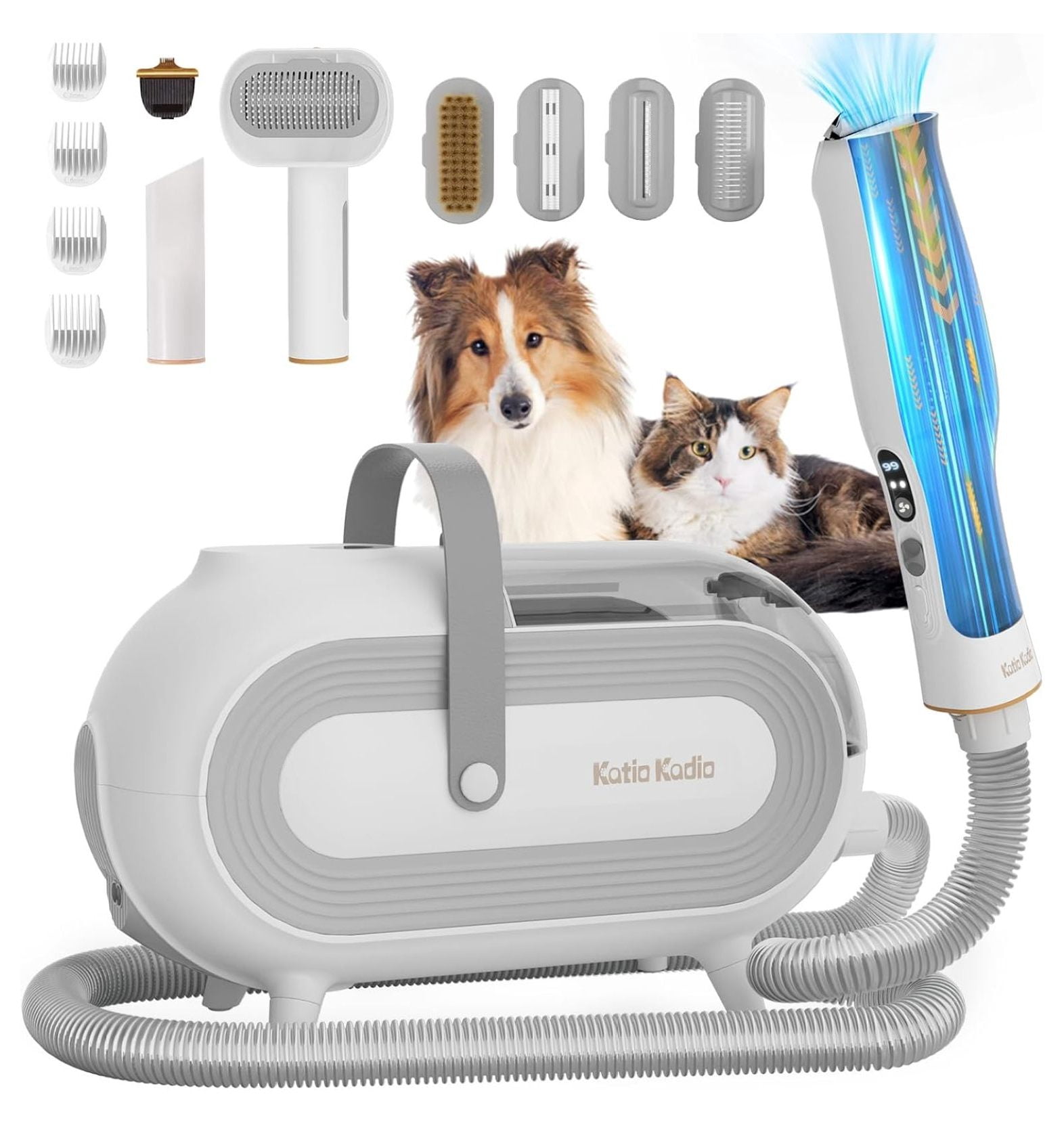 Katio Kadio Dog Grooming Kit - 60dB Low Noise Dog Hair Vacuum Groomer ...