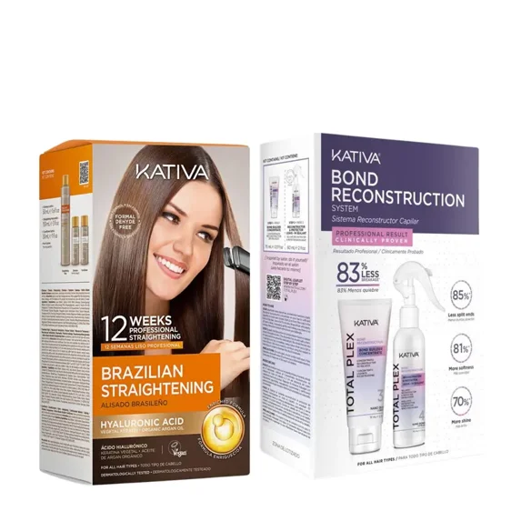 Kativa Total Plex Bond Repair Kit + Kativa Brazilian Straightening Kit ...