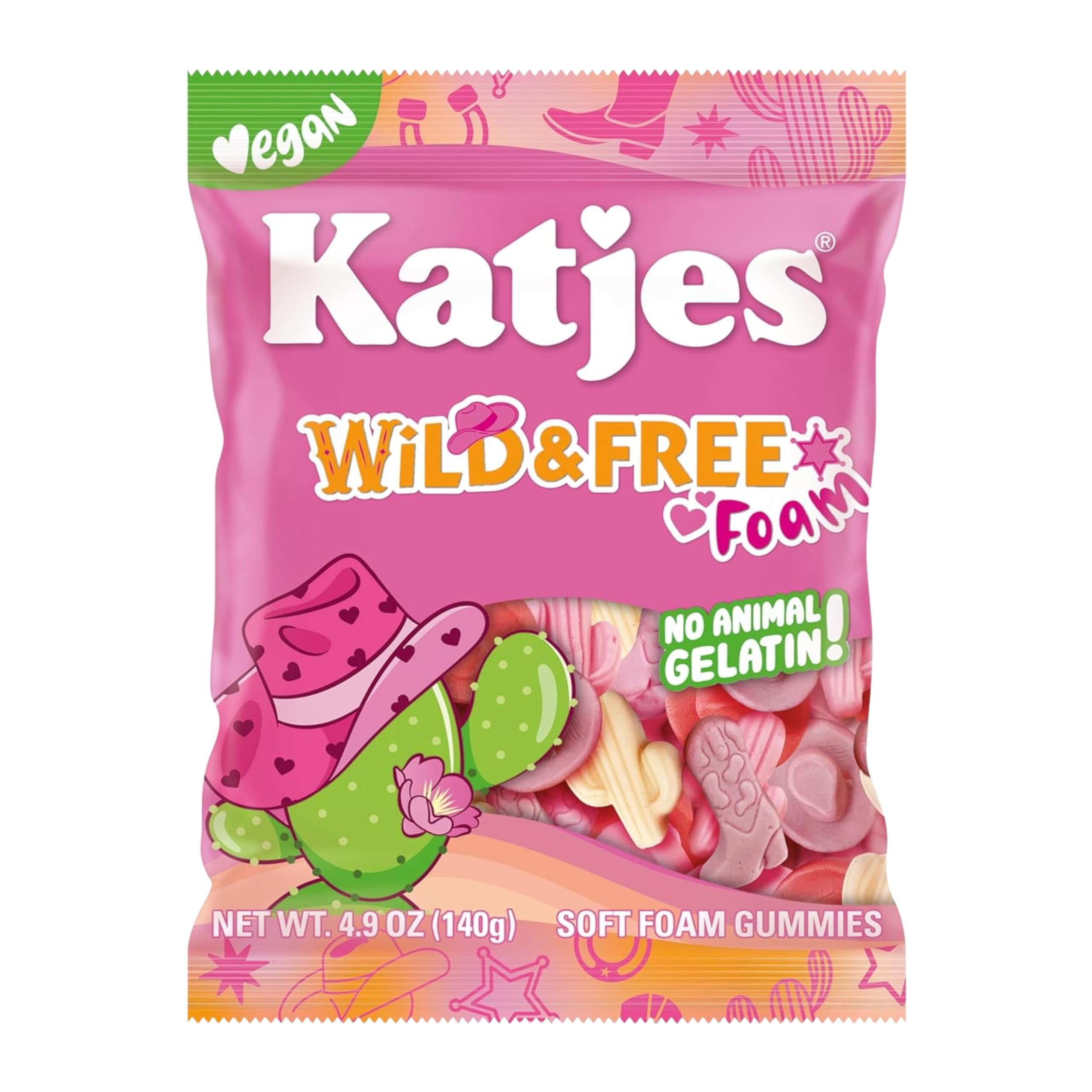 Katjes 3 Pack of DMF15 Wild and Free Foam Gummy Candy, Cow Girl Themed Soft Foam Gummies for ...