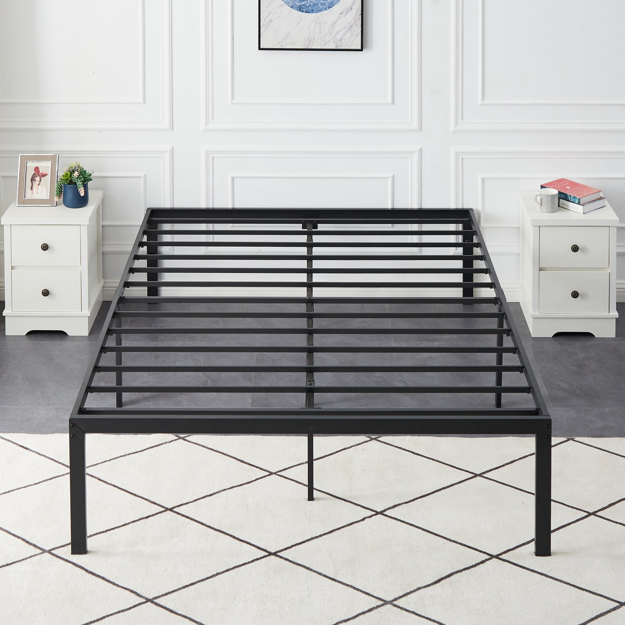 Katkuca 18" Full Metal Platform Bed Frame, Strong Steel Slat Support ...