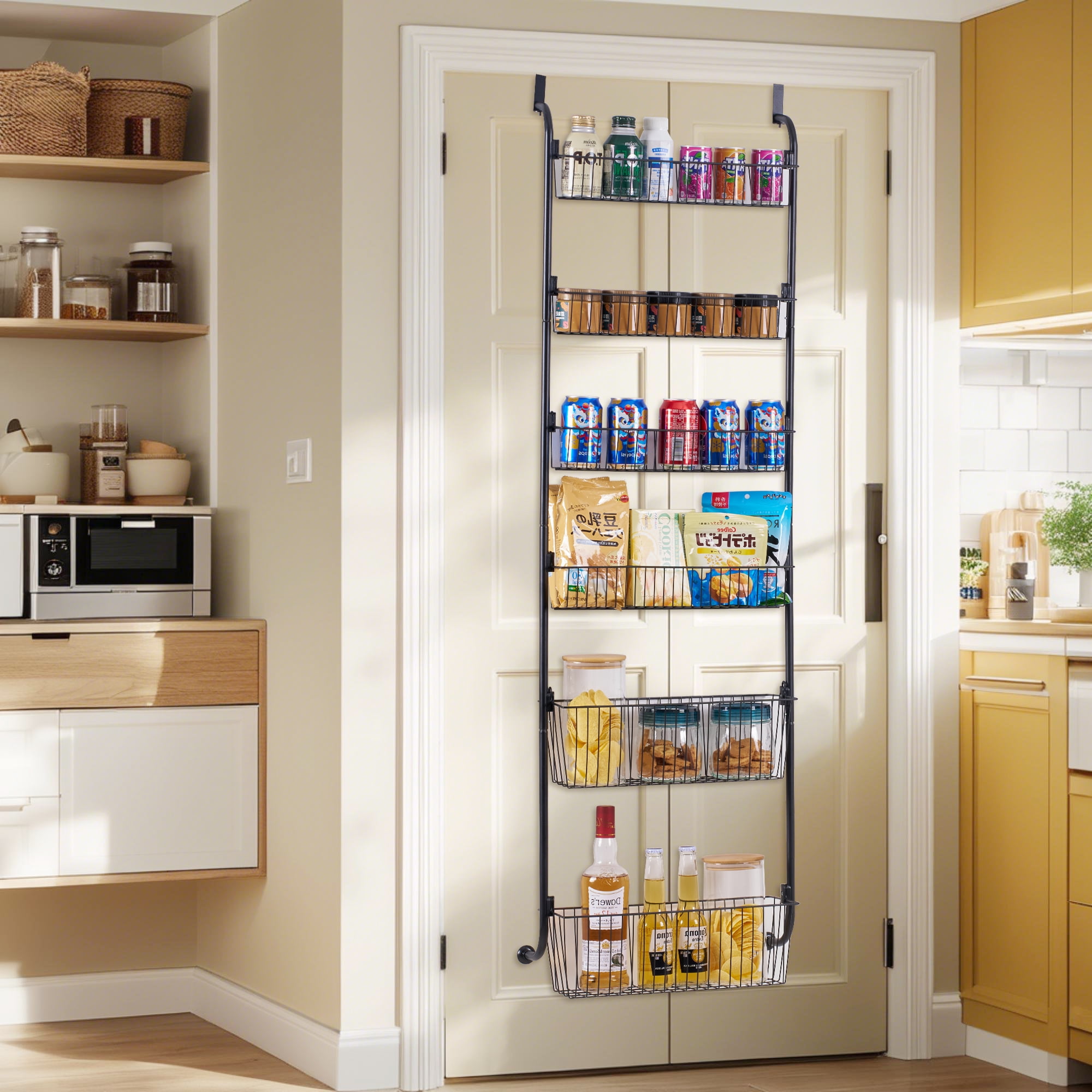Katkuca Over the Door Pantry Organizer and Storage Rack with 6 Full ...