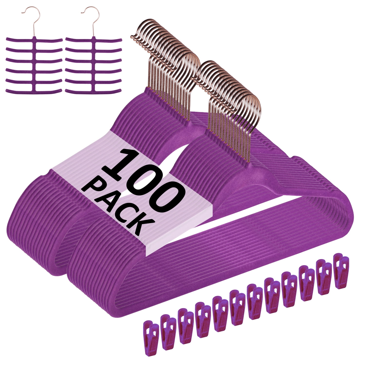 Katkuca Velvet Hangers 100 Pack, Non-Slip Clothes Hangers, Heavy Duty ...