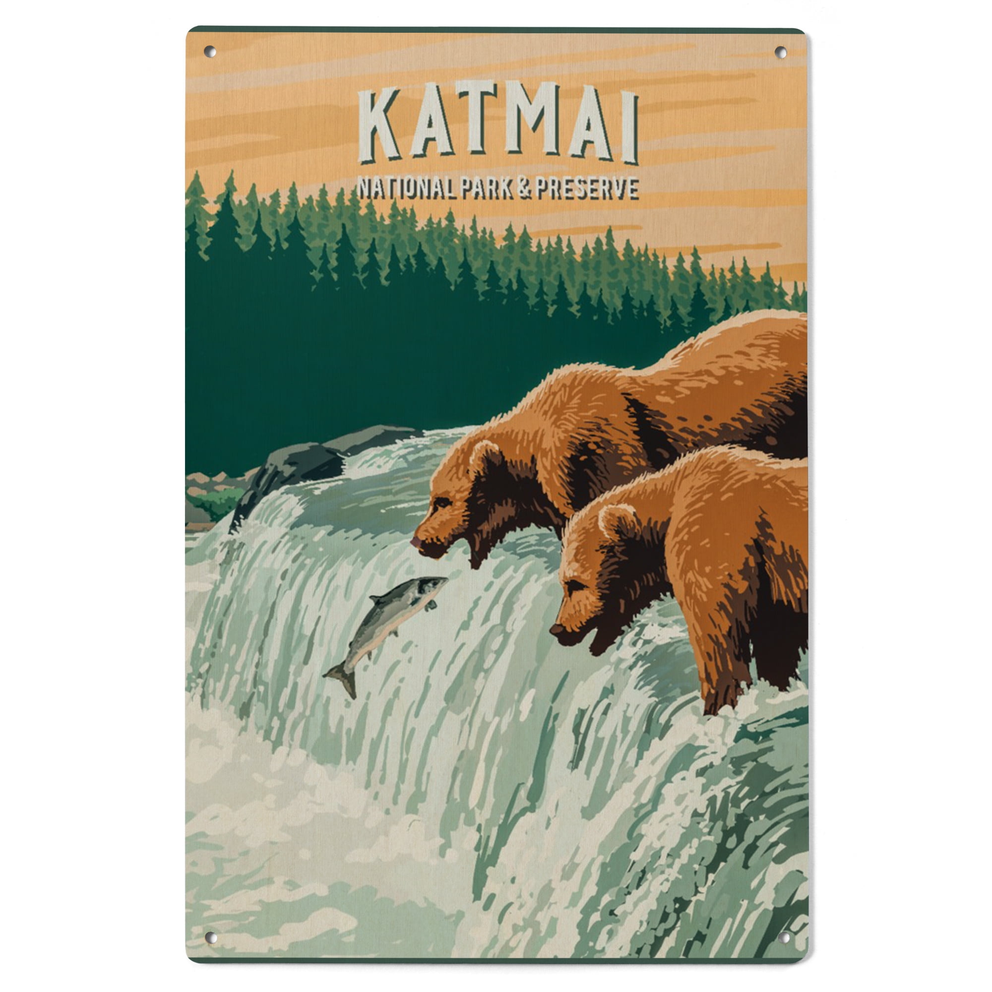 Katmai National Park, Alaska, Painterly National Park Series Birch Wood ...