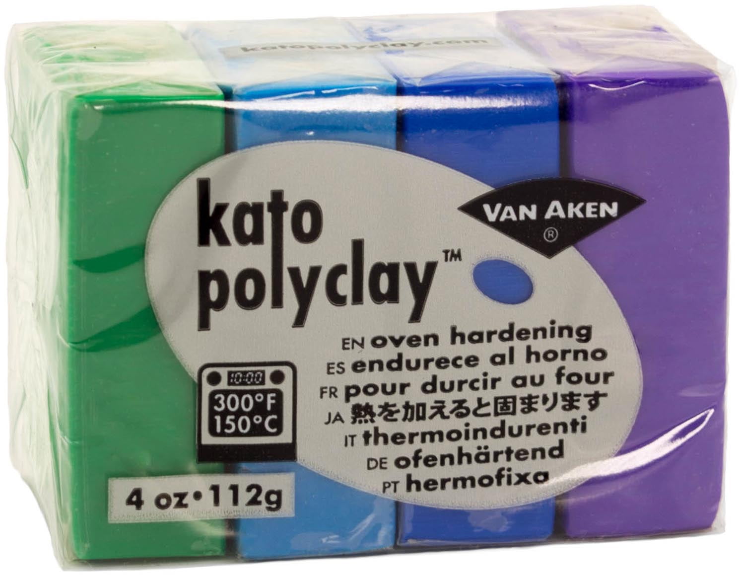 Kato Polyclay 2oz 4-Color Set-Cool-Green, Turquoise, Blue & Violet ...
