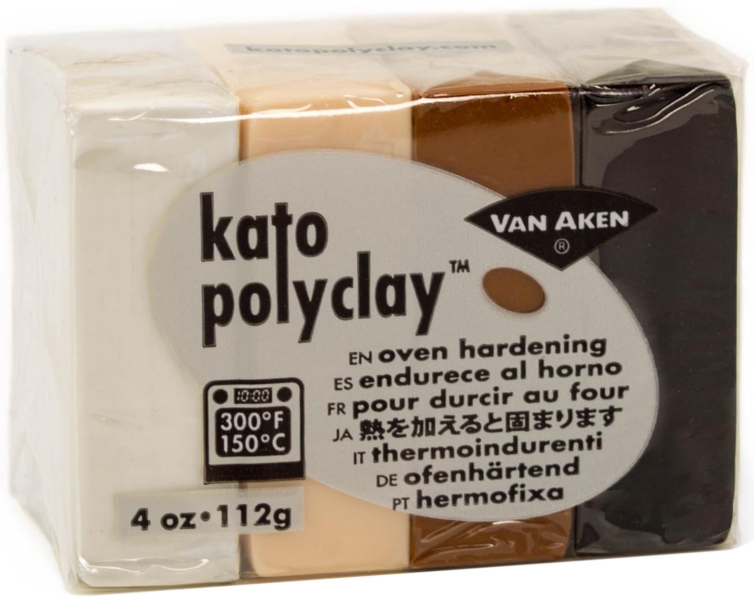 Kato Polyclay 2oz 4-Color Set-Neutral-White, Beige Flesh, Brown & Blck ...