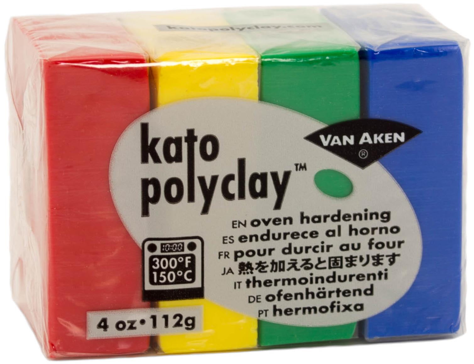 Kato Polyclay 2oz 4-Color Set-Primary-Red, Yellow, Green & Blue ...