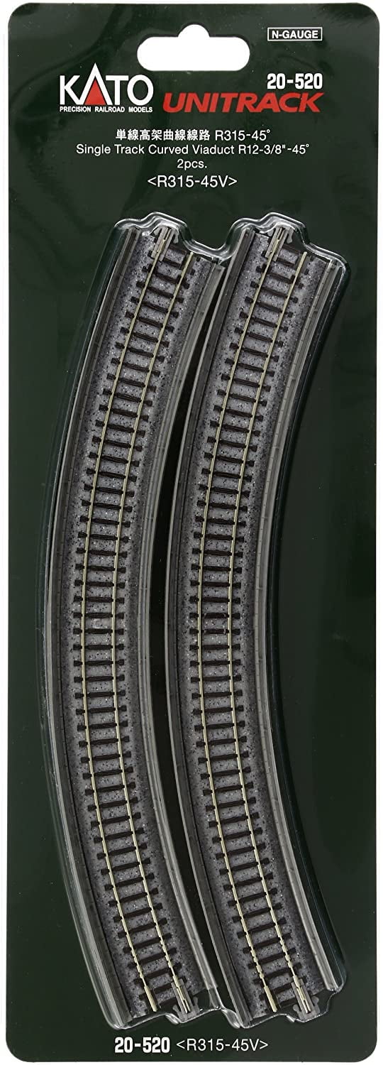 Kato USA, Inc. N 315mm 12-3/8" Radius 45-Degree Viaduct (2), KAT20520 ...