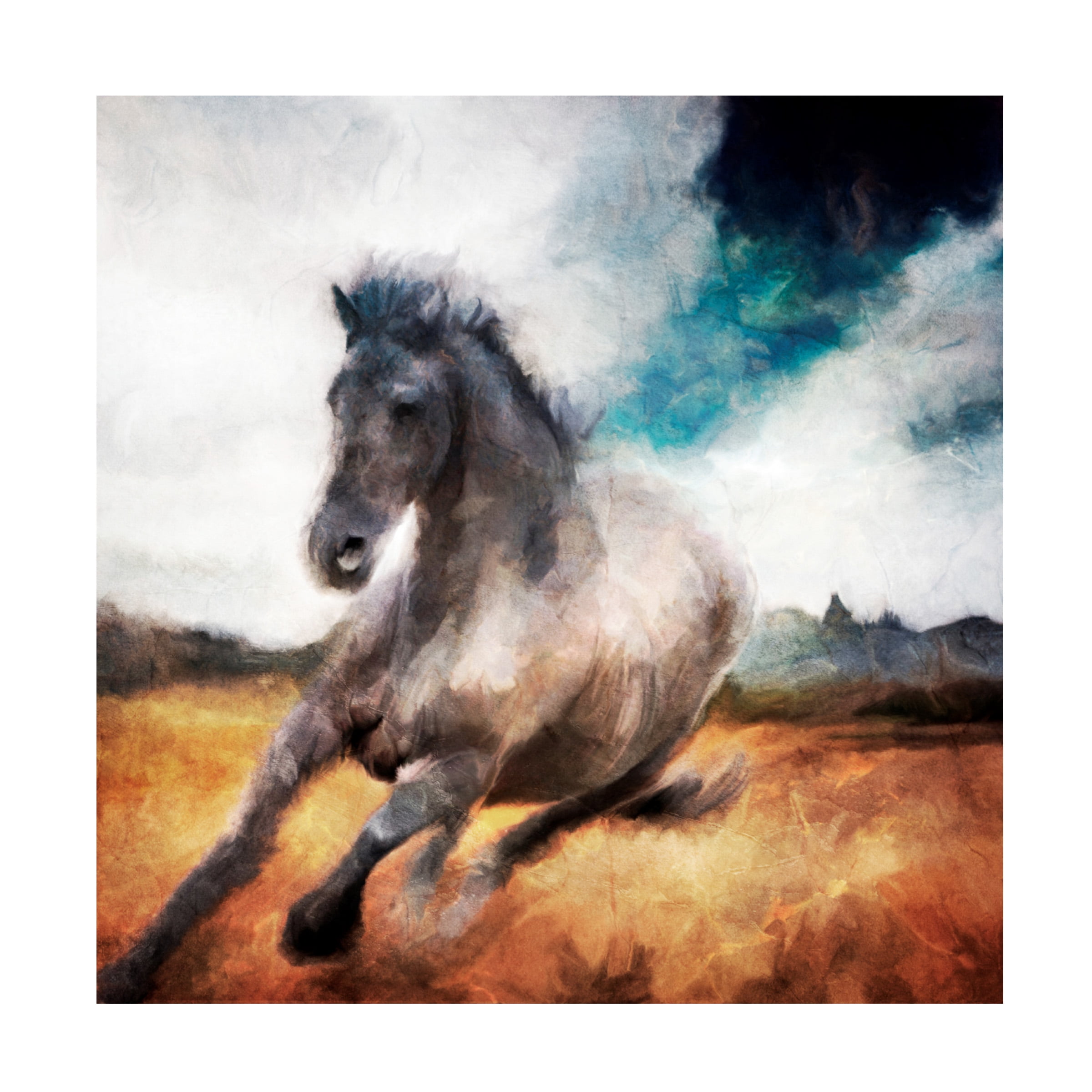 Katrina Jones 'Running Black Horse' Canvas Art - Walmart.com