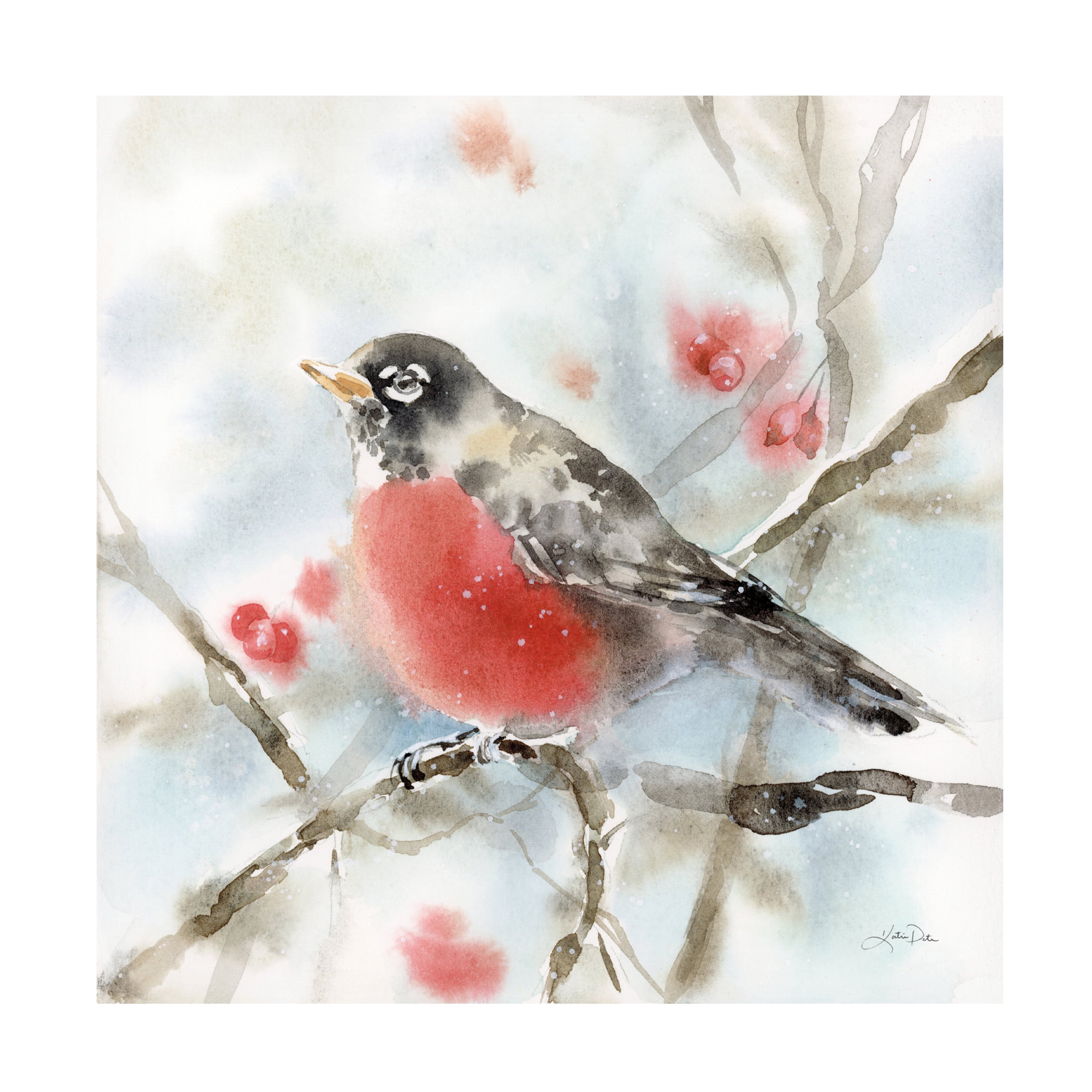 Katrina Pete 'Winter Robin' Canvas Art - Walmart.com