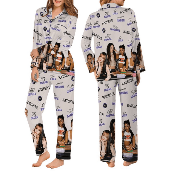 Katseye Beautiful Chaos Tracklist Pajamas Set Long, Gabriela Sleepwear ...