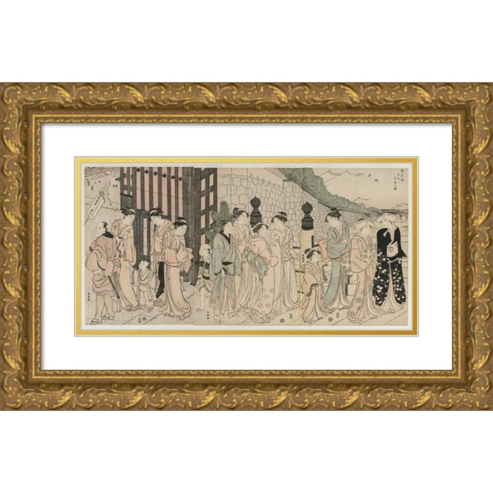 Katsukawa Shunchō 18x11 Gold Ornate Wood Frame and Double Matted Museum ...