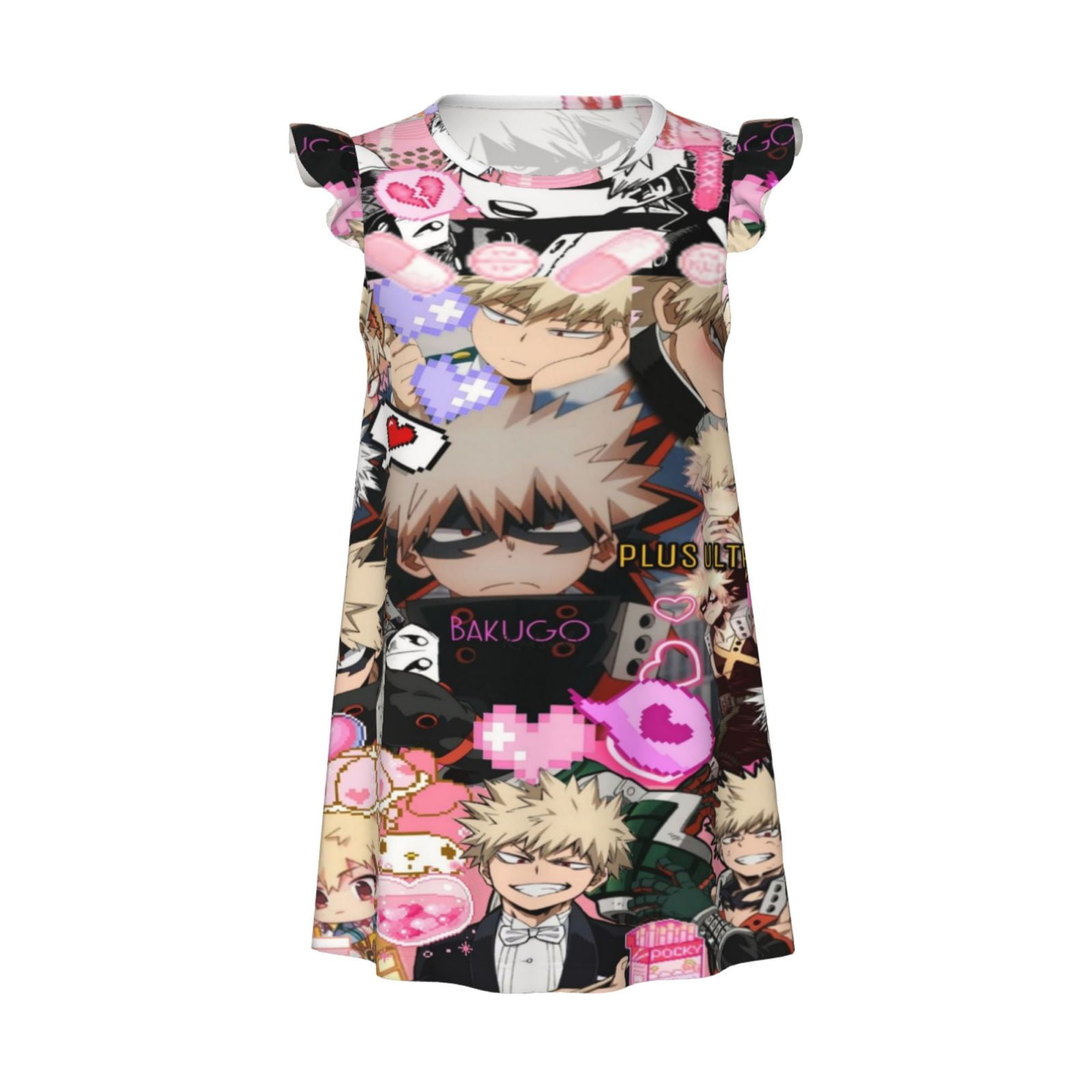 Katsuki Bakugo Little Girls Nightgowns Soft Flutter Sleeve Night Dress ...