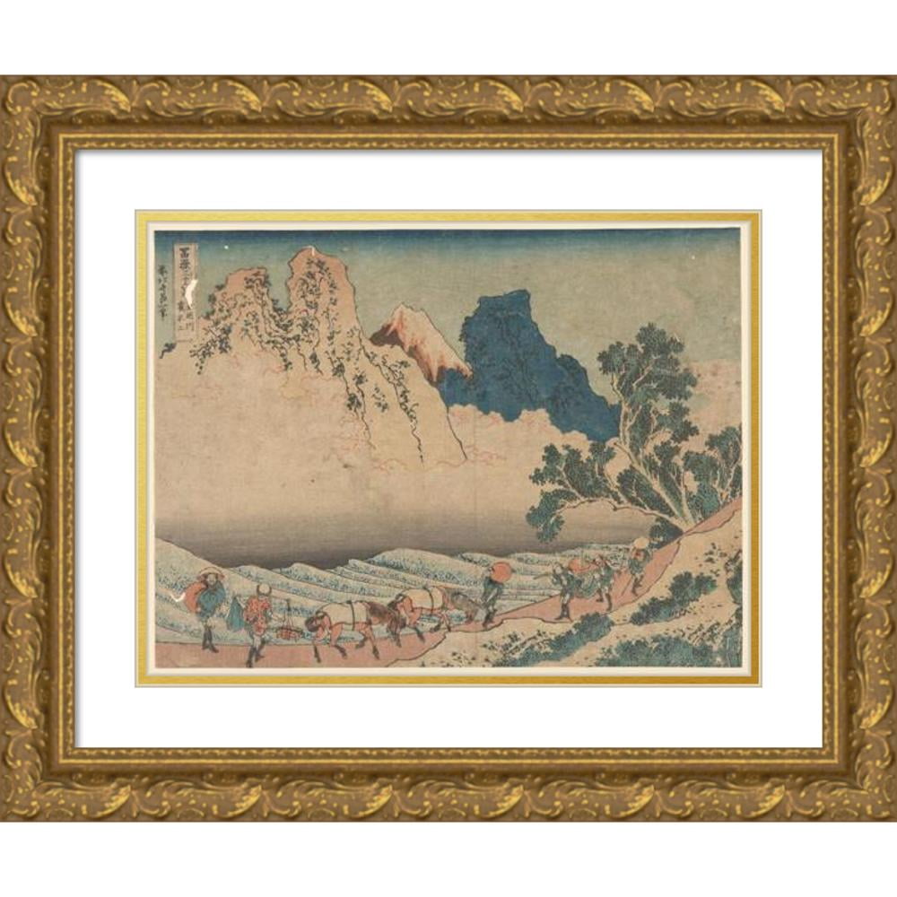 Katsushika Hokusai 14x11 Gold Ornate Wood Frame and Double Matted ...