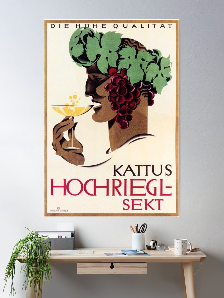 Kattus Hochriegl Sekt By Joseph Binder Wine Art Deco Lithograph Poster ...
