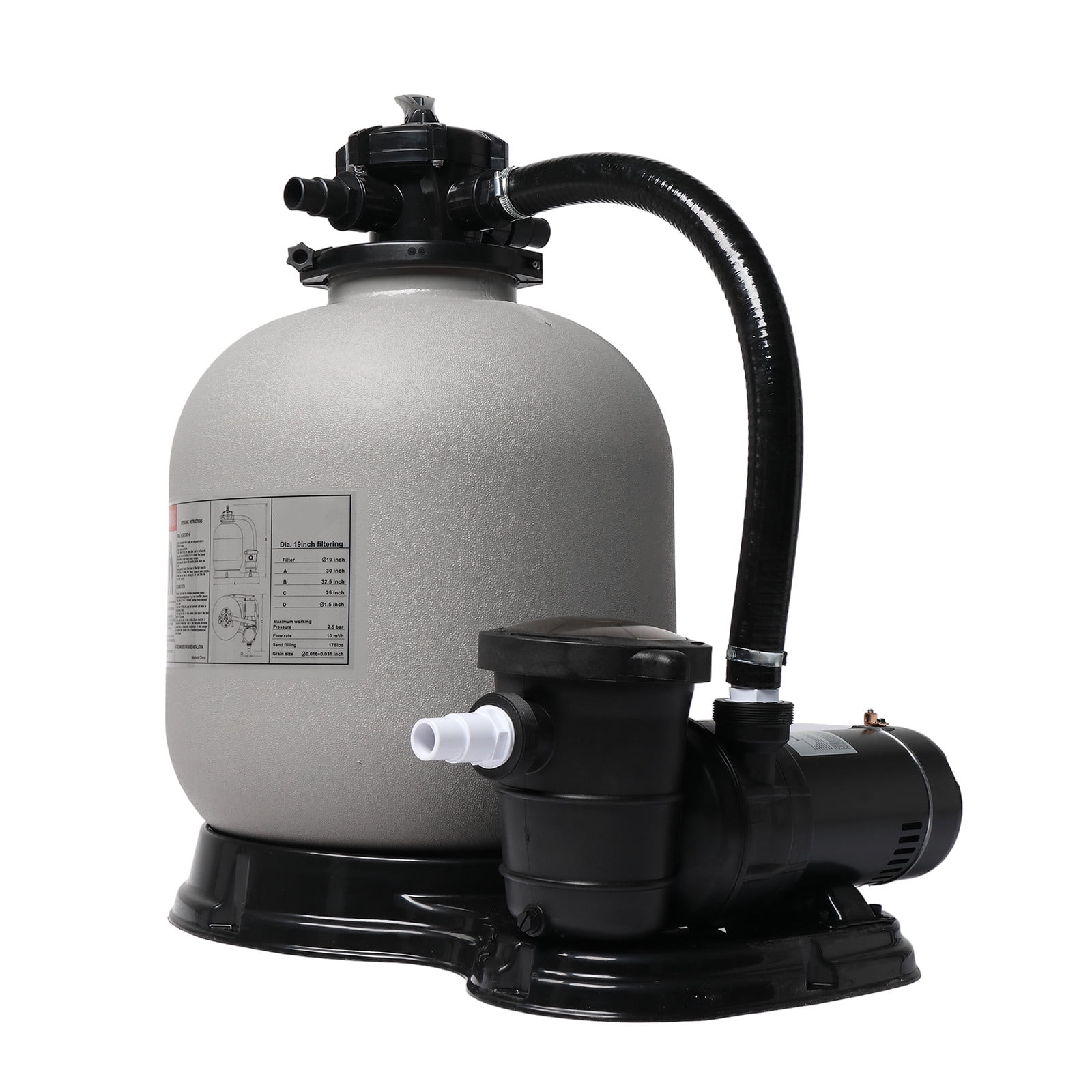 Katxon Sand Pool Filter 19in Tank With 1HP Pool Pump, Max 5280GPH for ...