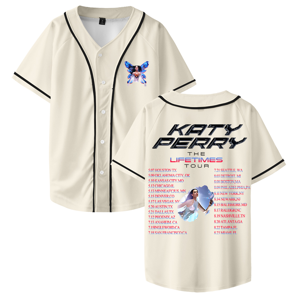 Katy Perry The Lifetimes Tour 2025 Baseball Jersey Short Sleeve Shirts ...