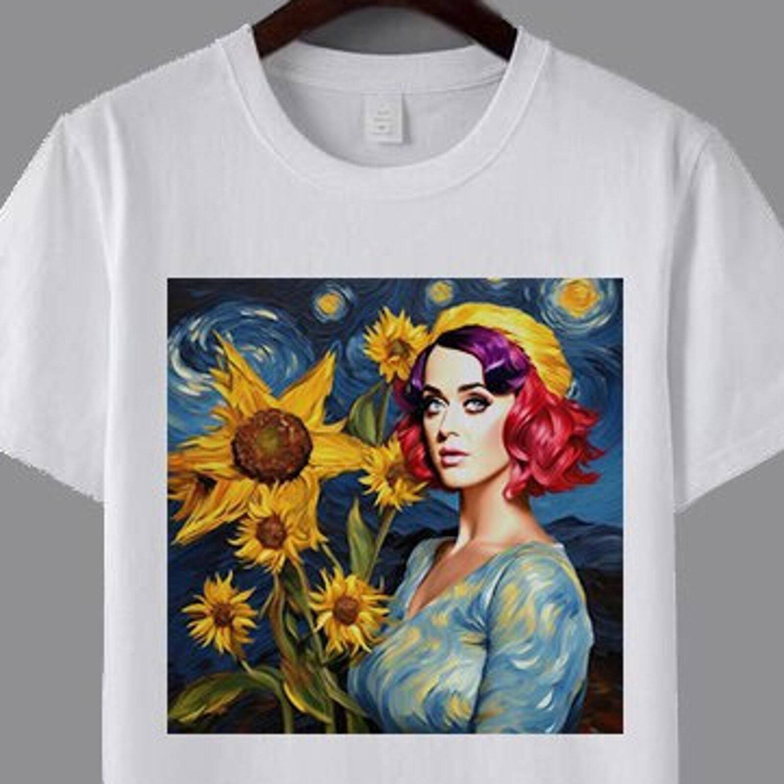Katy Perry Van Gogh background Tshirt 4 , design tshirt , Graphic Tee ...