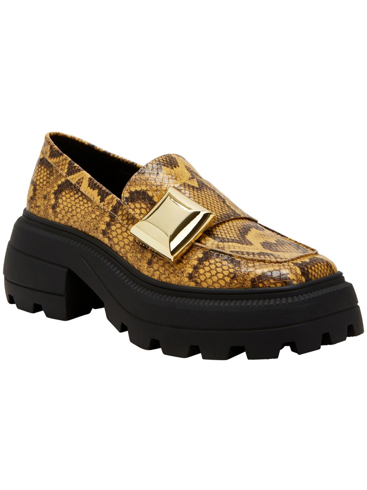 Katy Perry Womens Snakeskin Chunky Loafer Heels - Walmart.com
