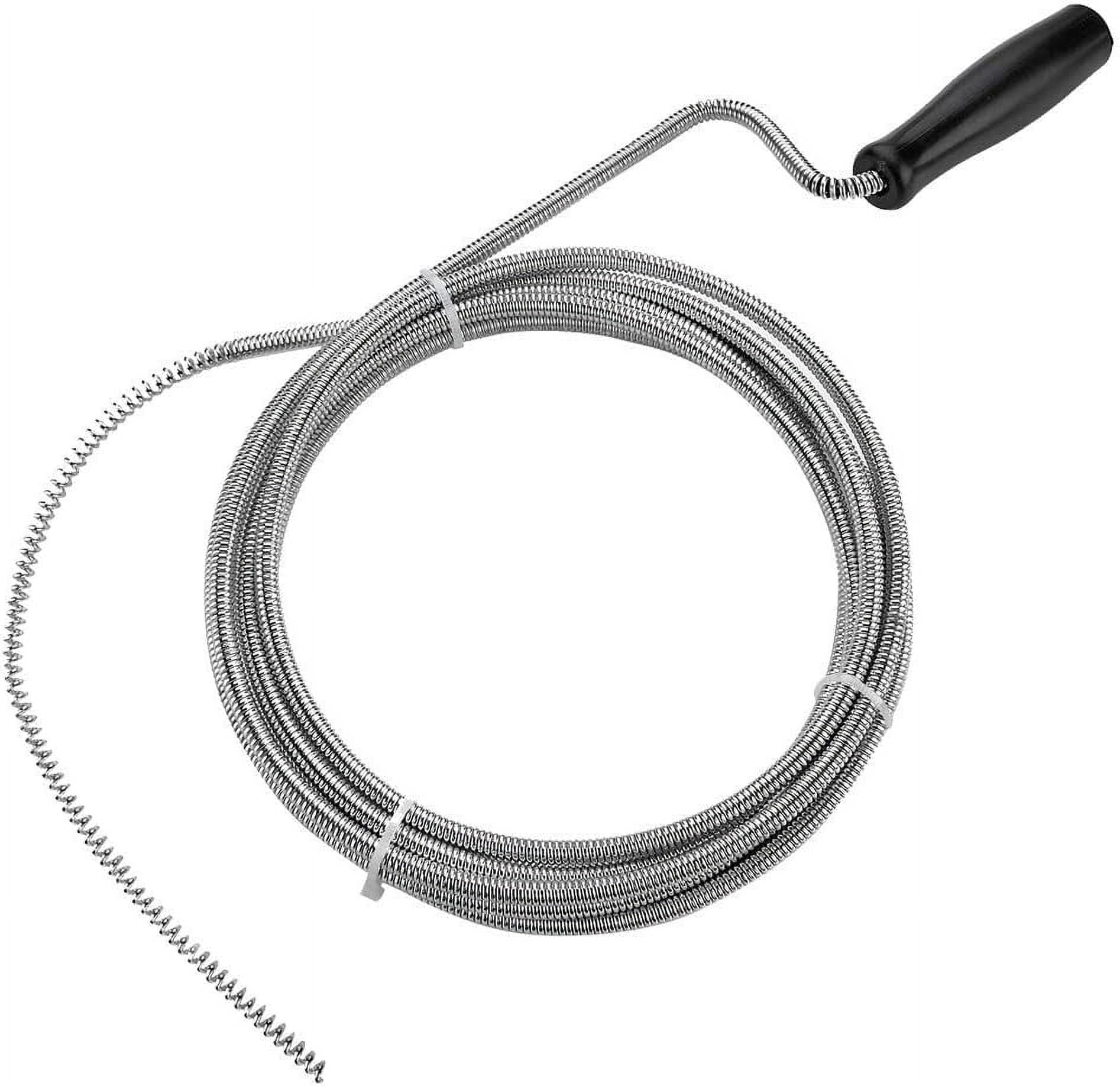 Katzco Flexible Drain Snake, 10 ft Metal Wand, Silver, Clog Remover, 10 ...