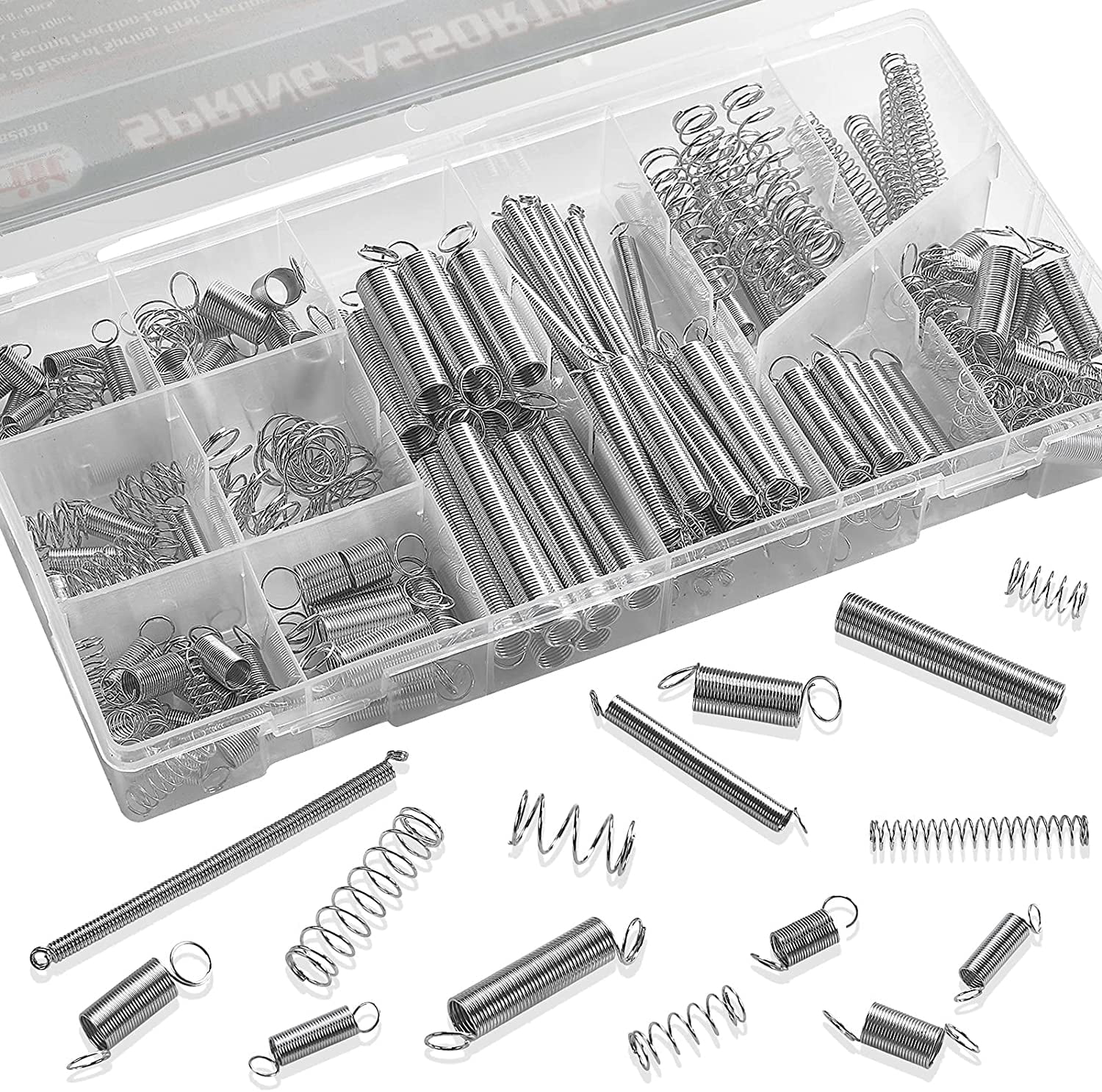 Katzco Compression and Extension Spring Assortment - 200 Piece Set of ...
