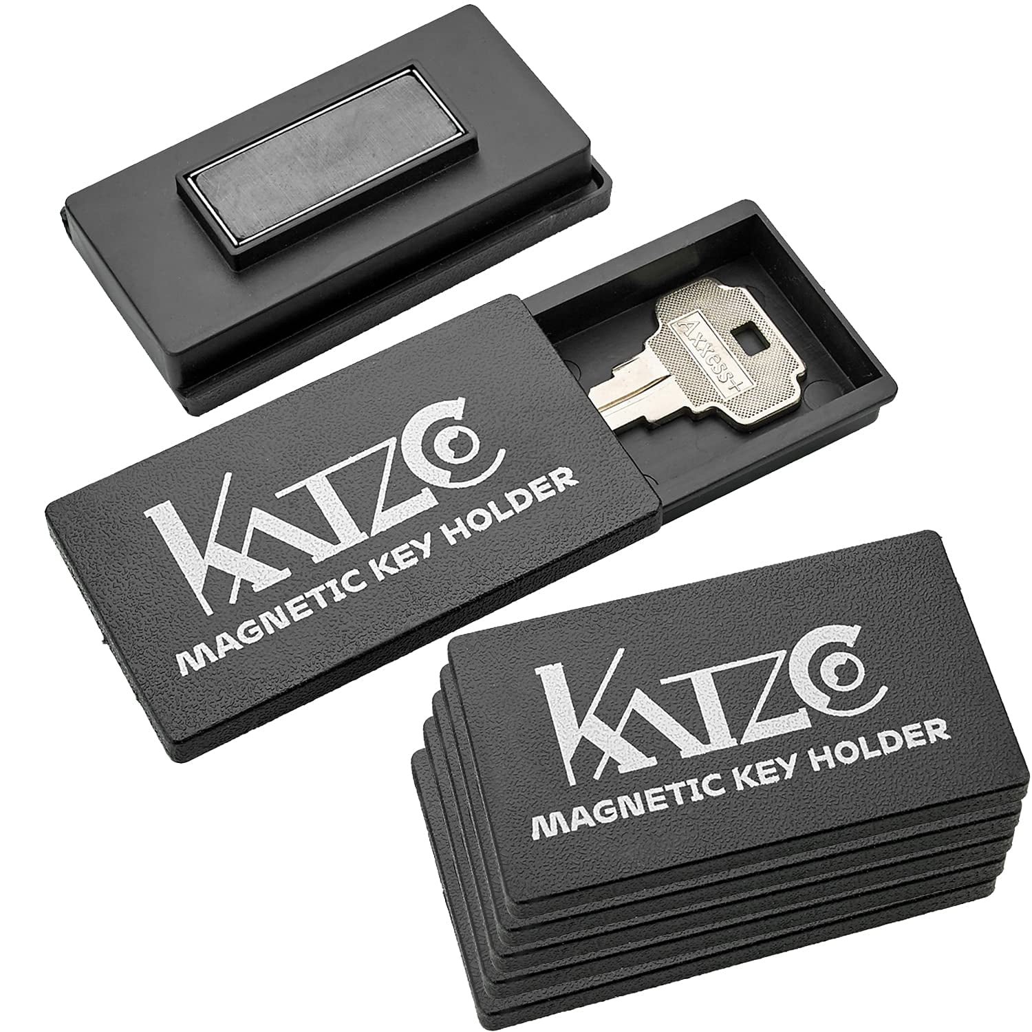 Katzco Magnetic Key Holder - 1.25 x 2.75 Inches - 6 Pack Black, Strong ...