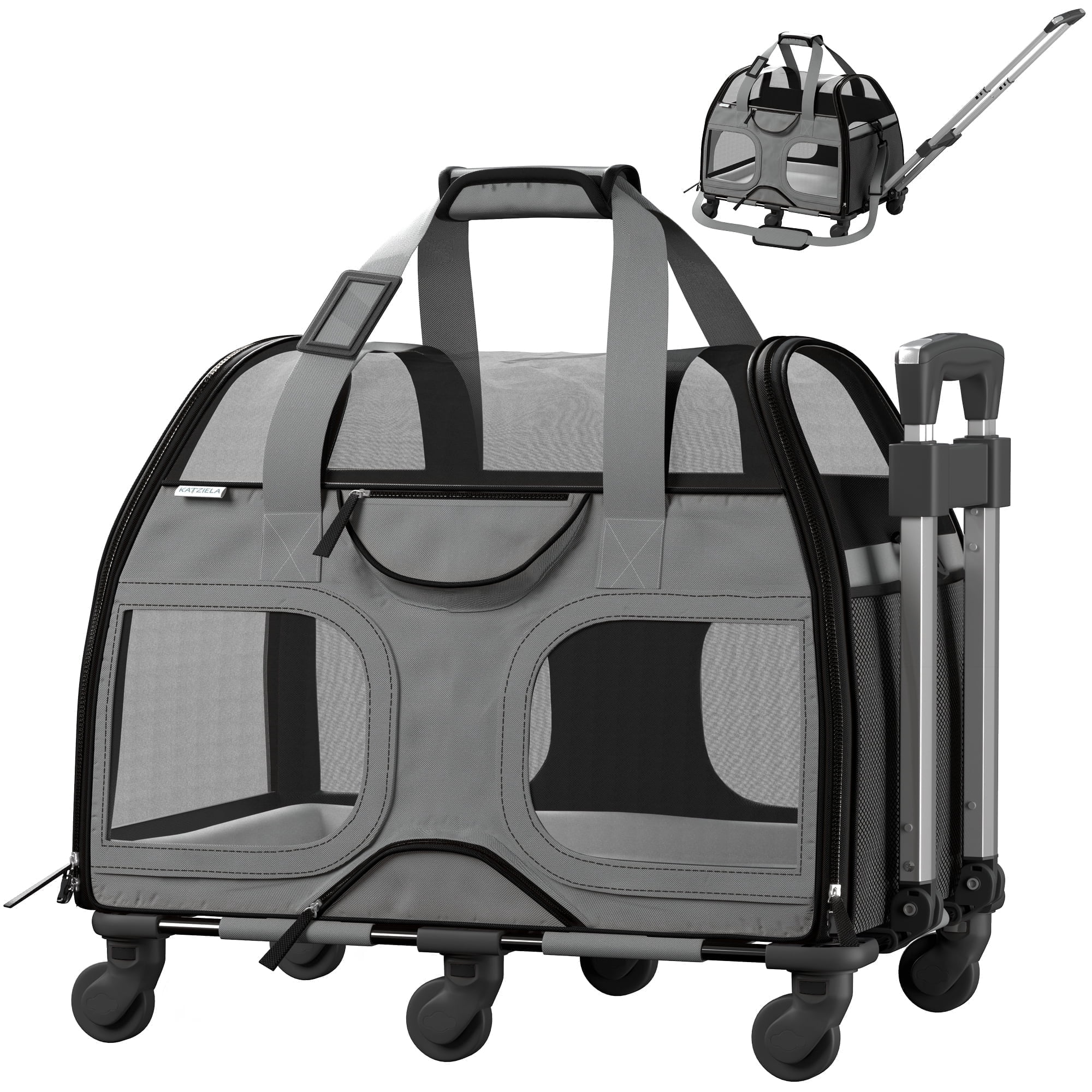 Katziela Luxury Rider Pet Carrier, Airline Approved, Rolling Design ...