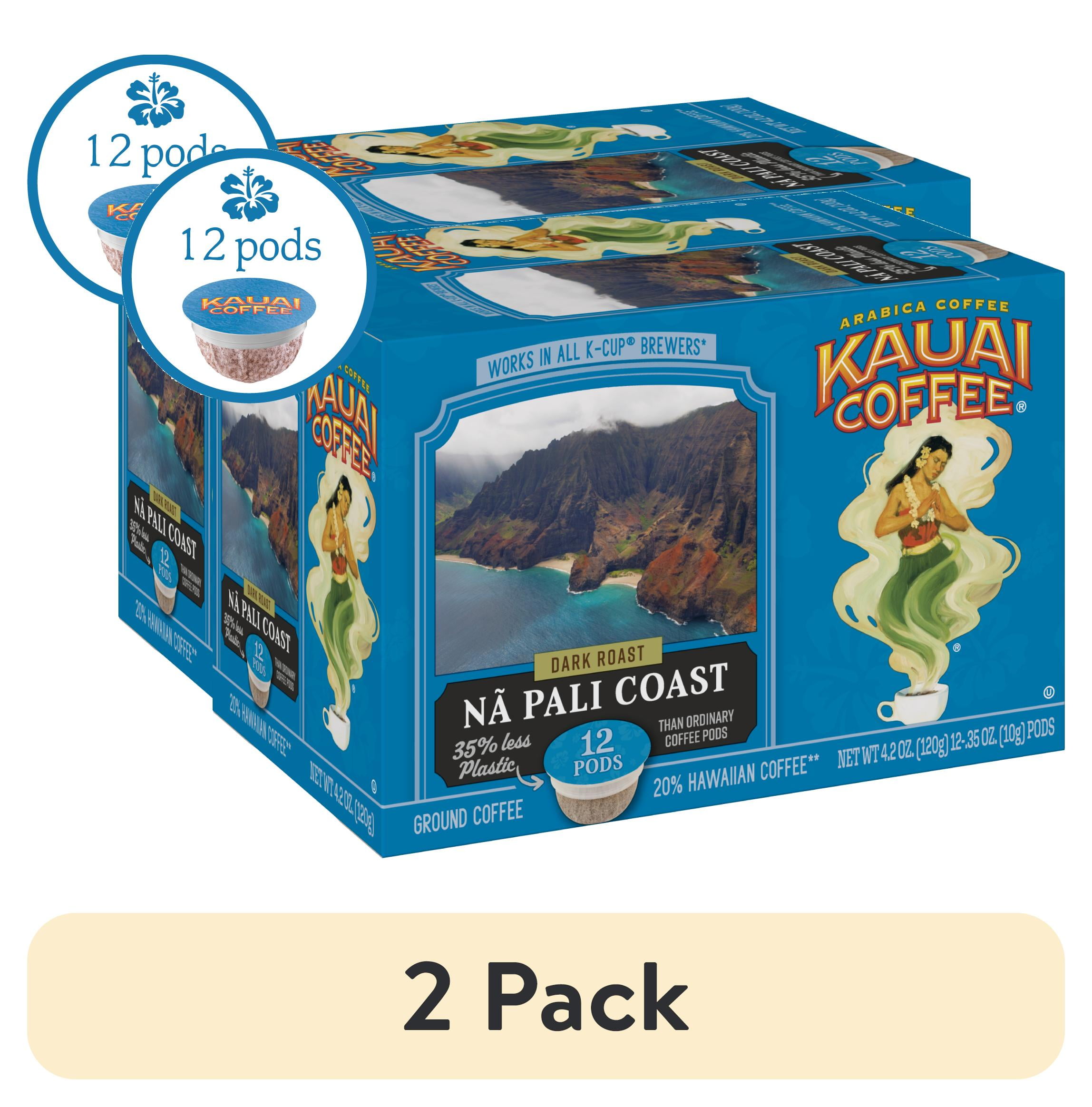 (2 pack) Kauai Coffee Na Pali Coast K-Cup Coffee Pods, Dark Roast, 12 ...