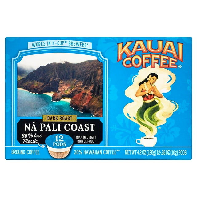 Kauai Coffee Na Pali Coast K-Cup Coffee Pods, Dark Roast, 12 Ct ...
