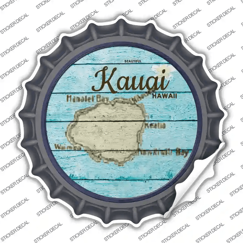 Kauai Hawaii Map Novelty Bottle Cap Sticker DecalLarge - Walmart.com